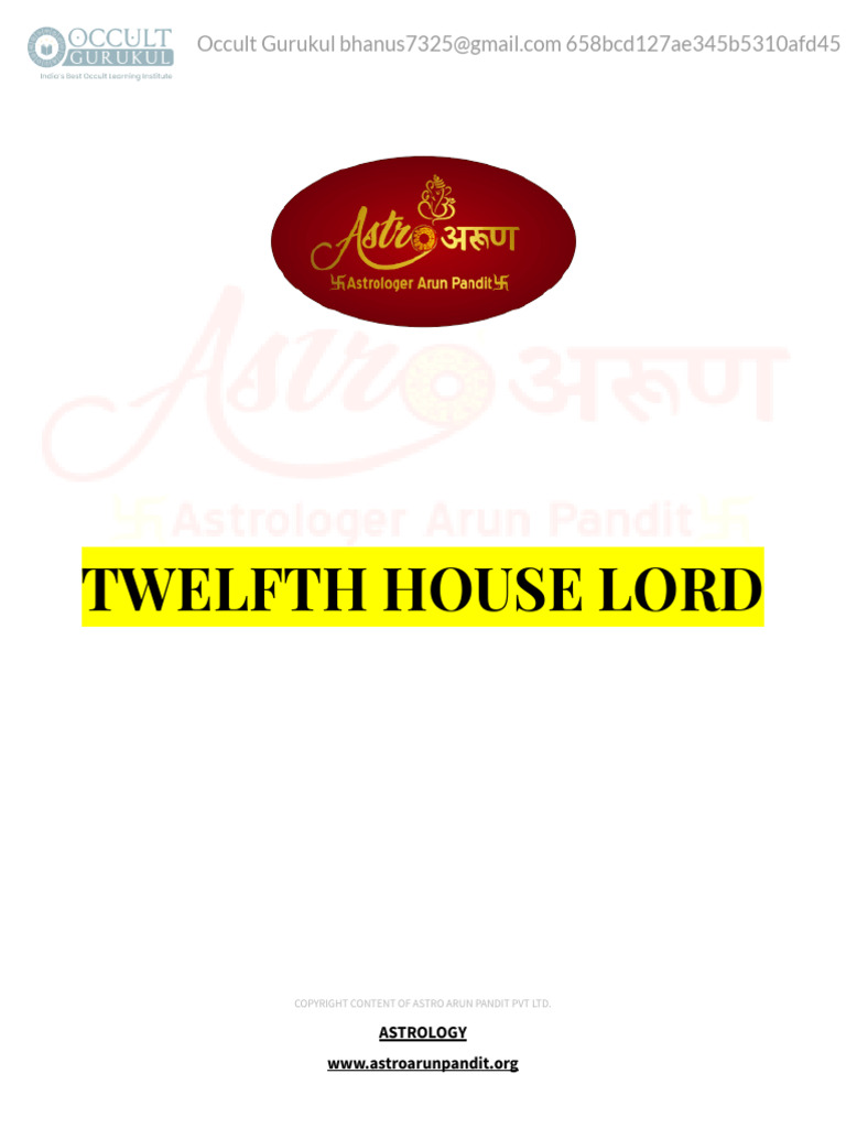 TWELFTH HOUSE LORD Astrology Notes by AAP | PDF | Planets In Astrology ...