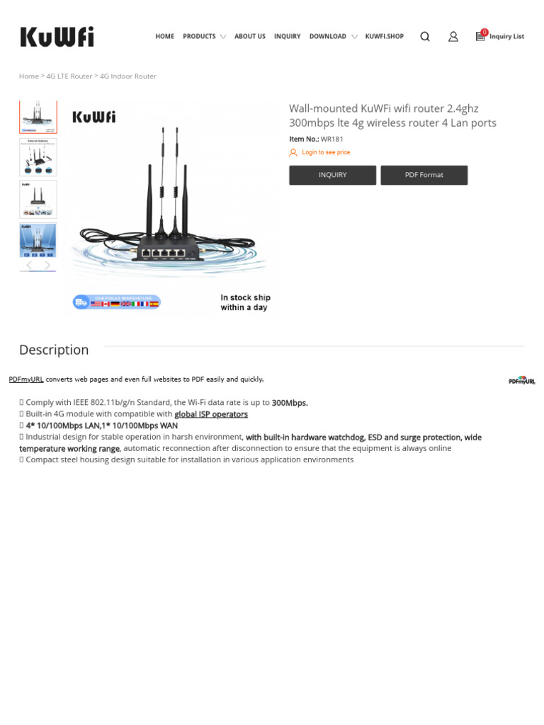 KuWFi WR181 4G LTE Router Overview | PDF | Wi Fi | 4 G
