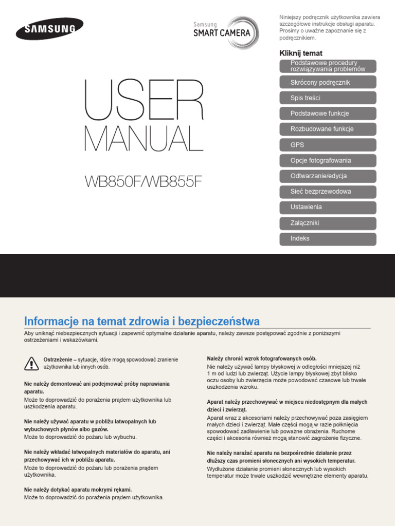 instrukcja_samsung_WB850F_WB855F_pl | PDF