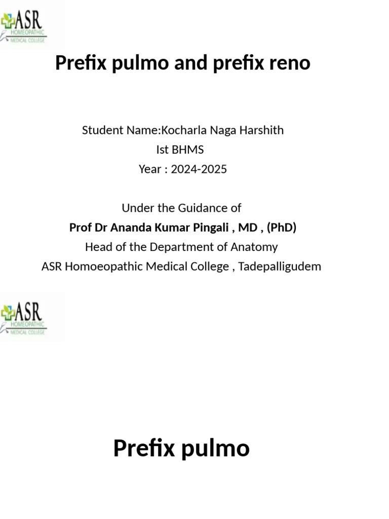 Prefix Pulmo and Prefix Reno Presentation | PDF | Kidney | Nephrology