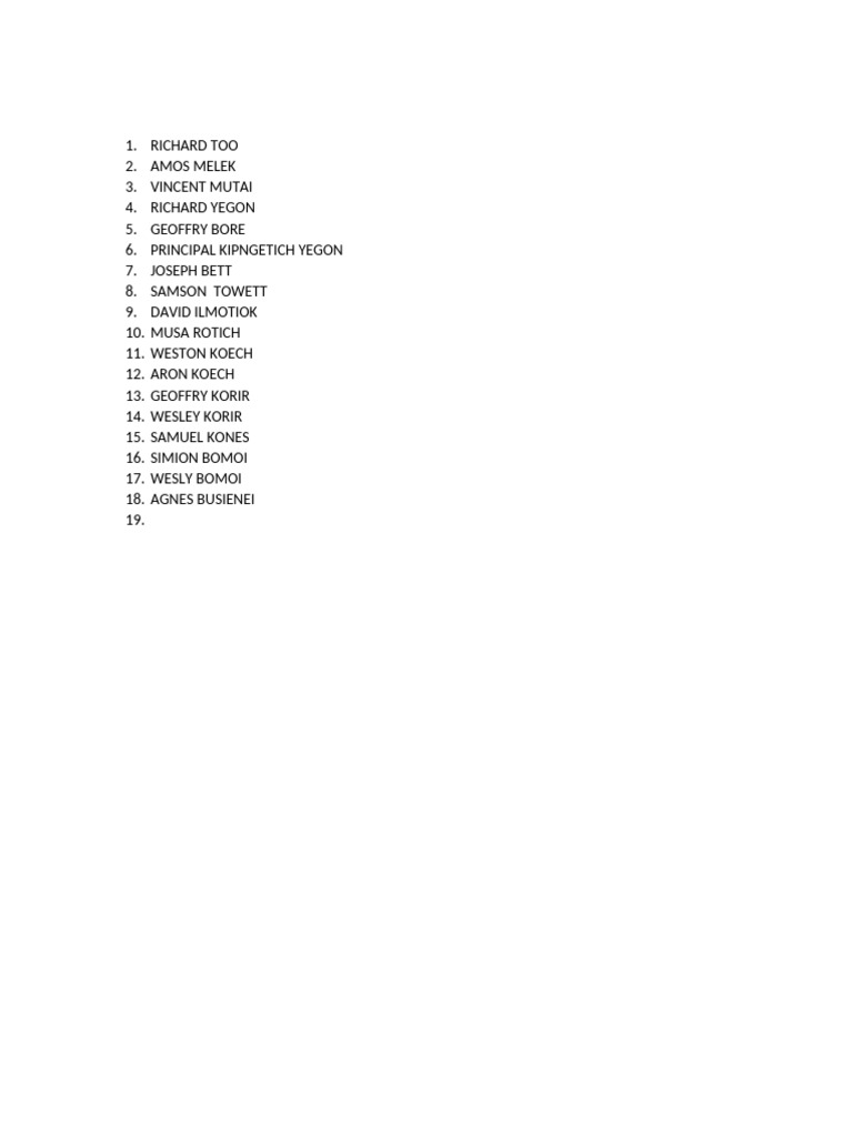 Kenyan Names List | PDF