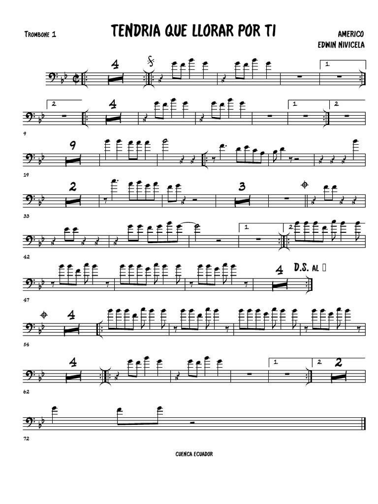 TENDRIA QUE LLORAR POR TI - Trombone 1 | PDF