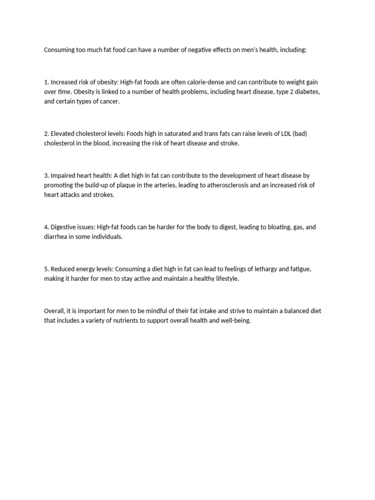 Dangers of Consuming Too Much Fat | PDF