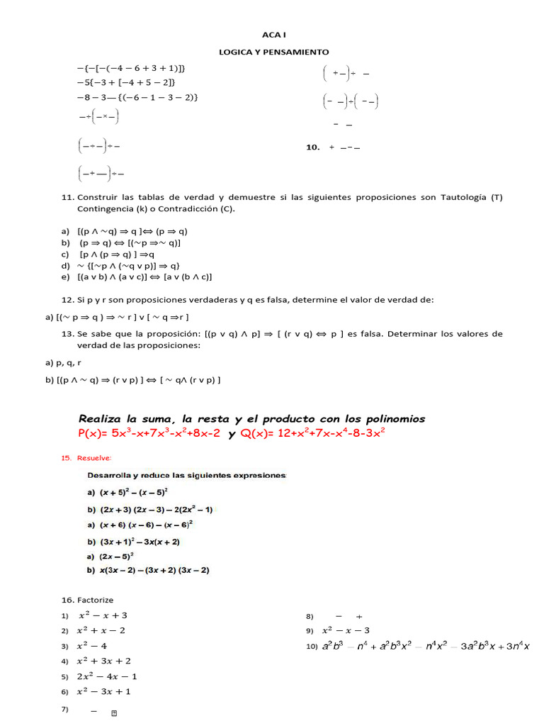 Aca. Logica para Escuela de Ingenieria | PDF