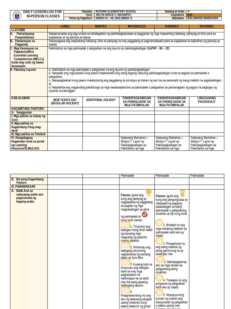 Magsipoc, Ag-Esp 5-Q2-W7 | PDF