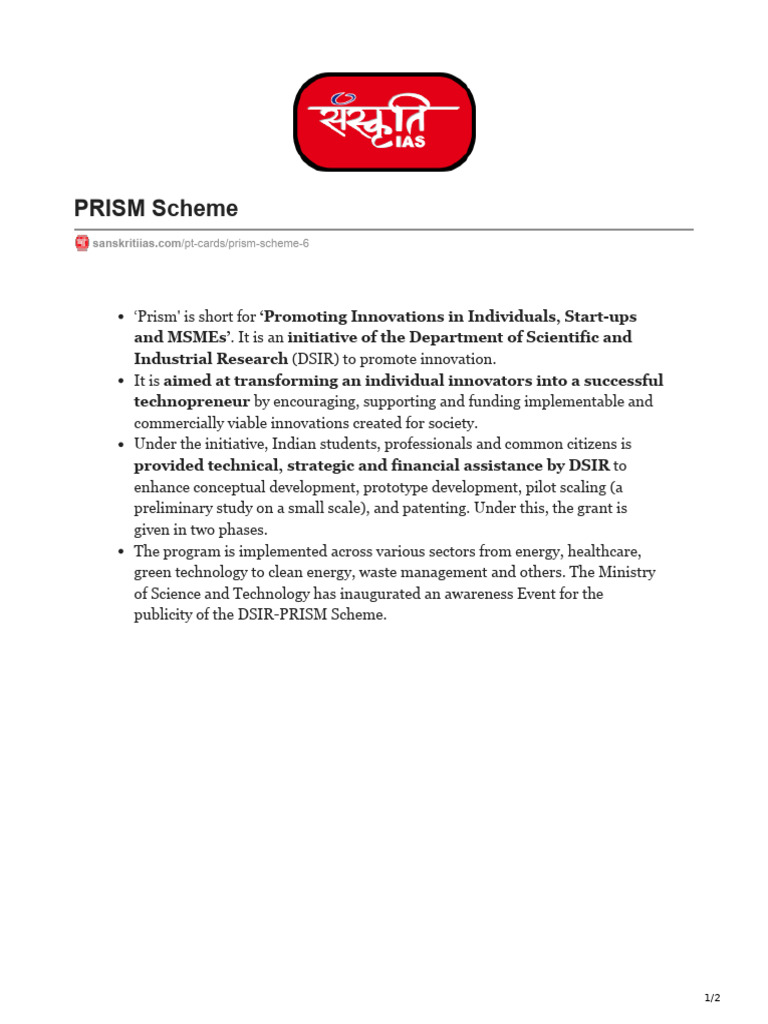 PRISM Scheme | PDF