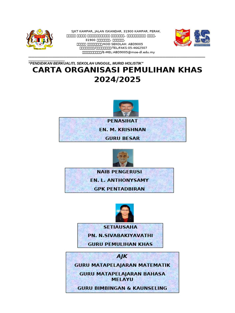CARTA ORGANISASI PEMULIHAN KHAS 2024 | PDF