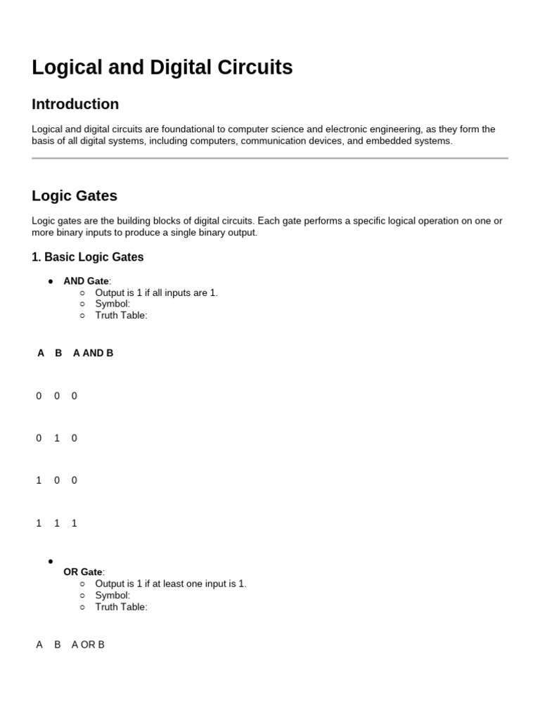 Logical and Digital Circuits | PDF | Logic Gate | Digital Electronics