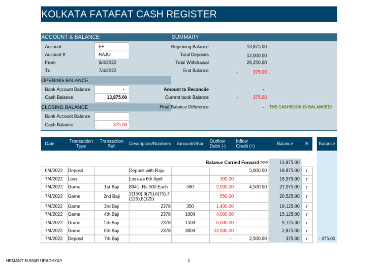 Cheque Book-Register (1) | PDF | Banks | Debits And Credits