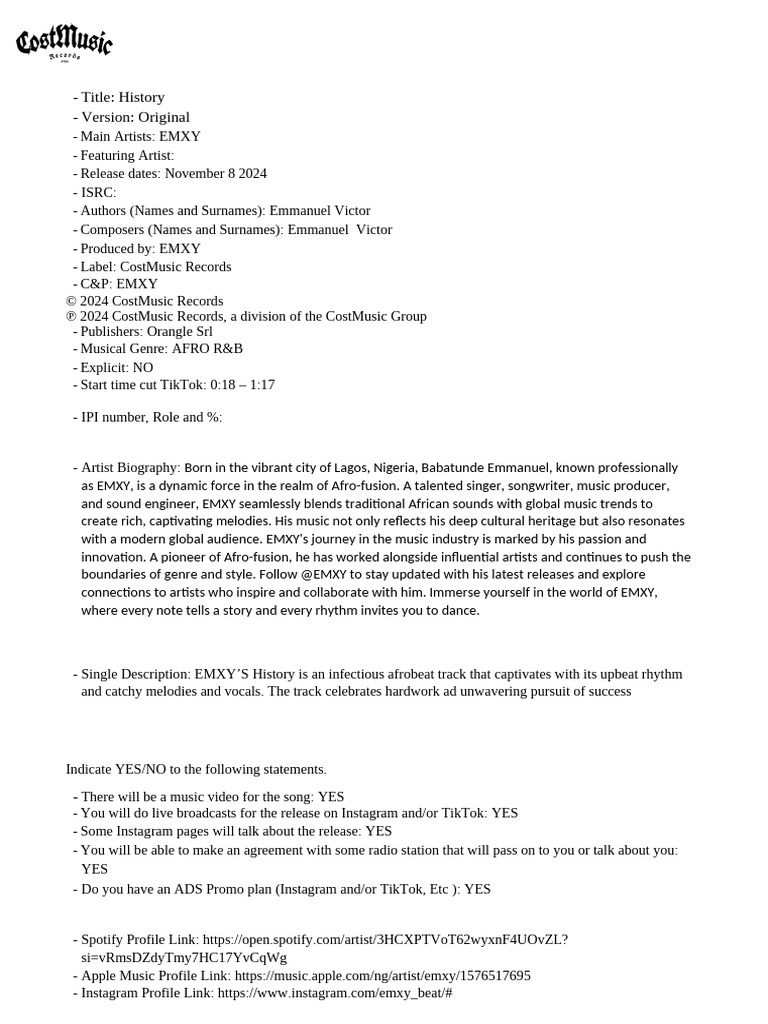SONG RELEASE FORM | PDF