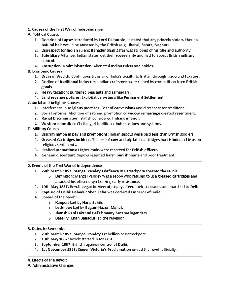 CH1 HIS IMP Class10 Notes For Last Minute Revision | PDF | Indian ...