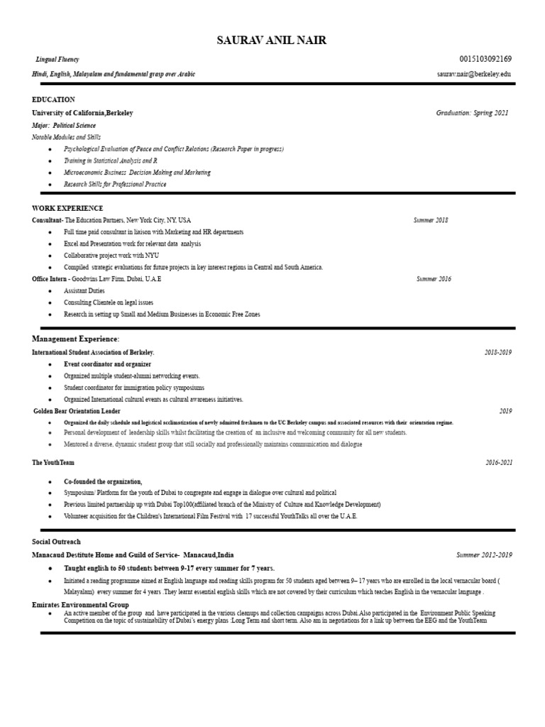 Resume Saurav Anil Nair | PDF | Skill | Learning