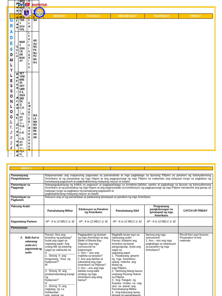 DLL Ap 6 Week 1 - Q2 | PDF