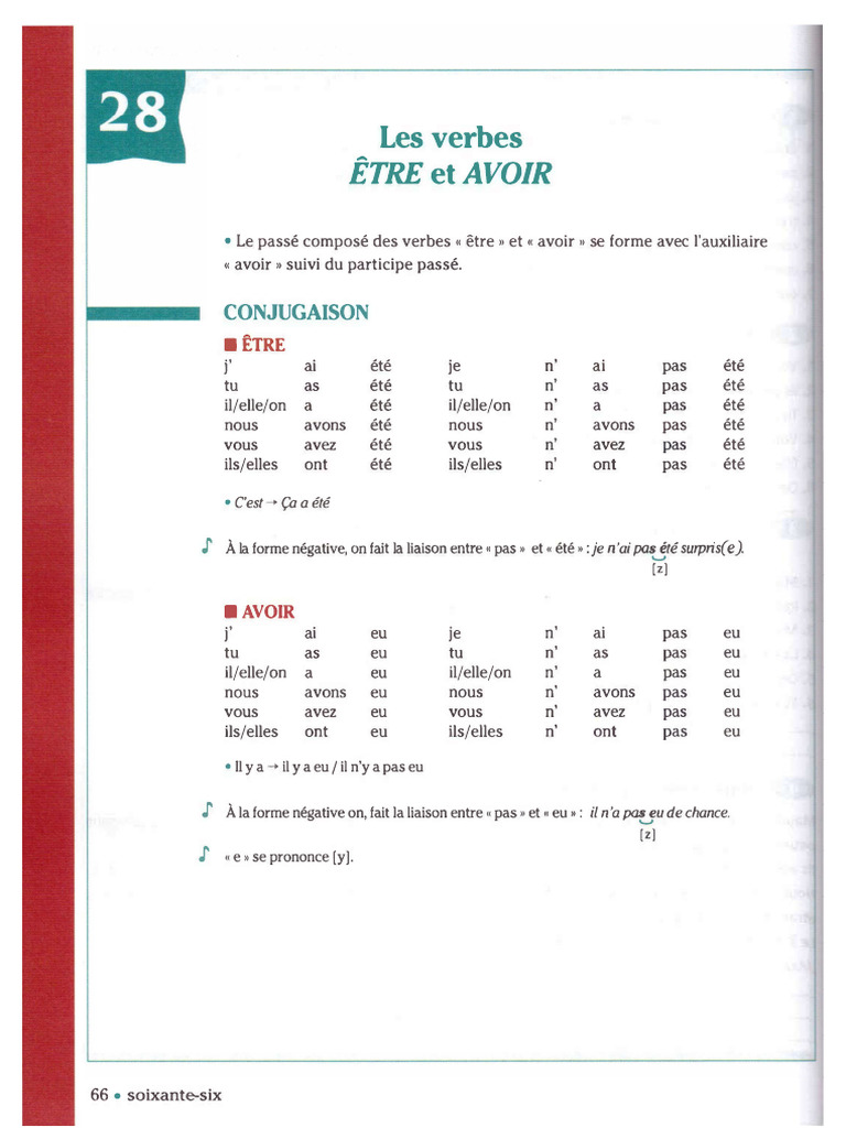 Passé Composé Les Verbes Être Et Avoir 68,69 | PDF