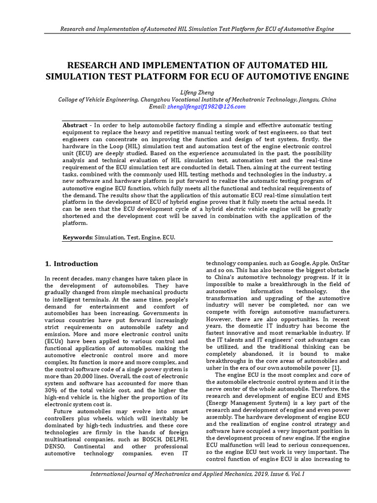 Pag. 45 56 Research and Implementation of Automated Hil Simulation Test ...