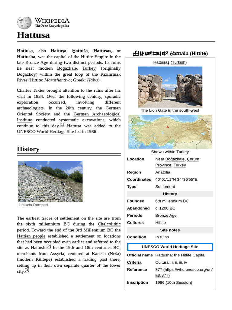 Hattusa | PDF | Ancient Near East | Hittites