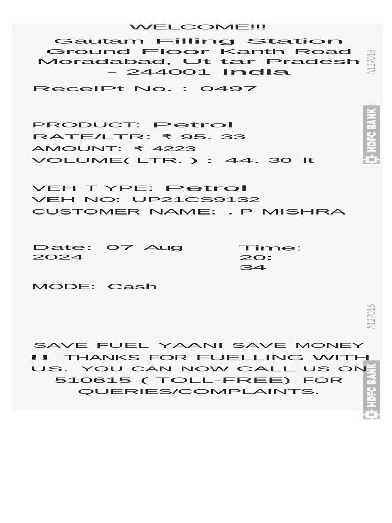 Fuel Bill Template 3 | PDF