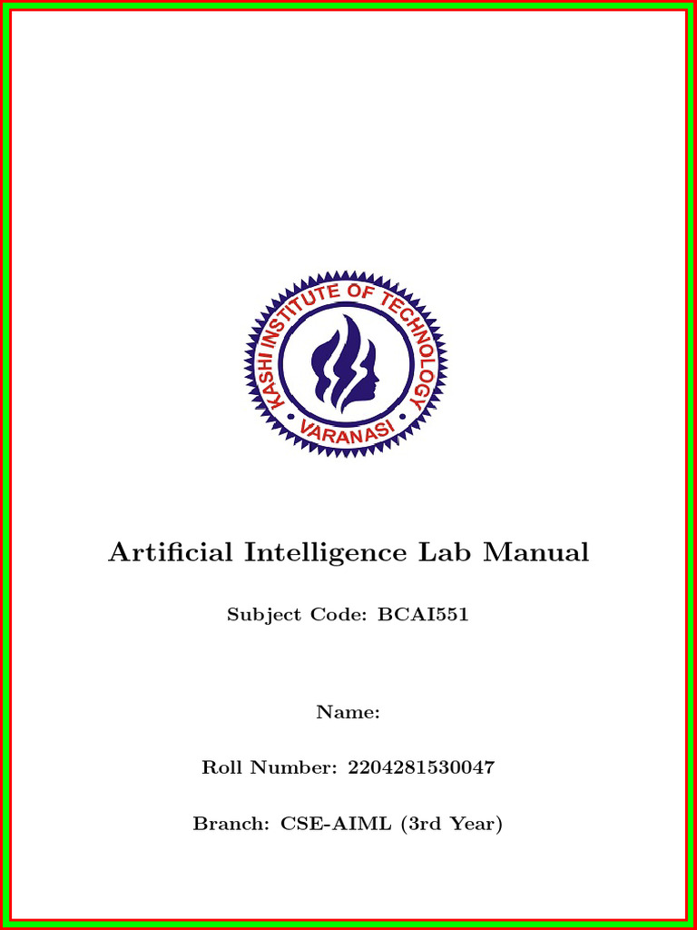 AI_LAB_FILE | PDF | Mathematical Relations | Computational Complexity Theory