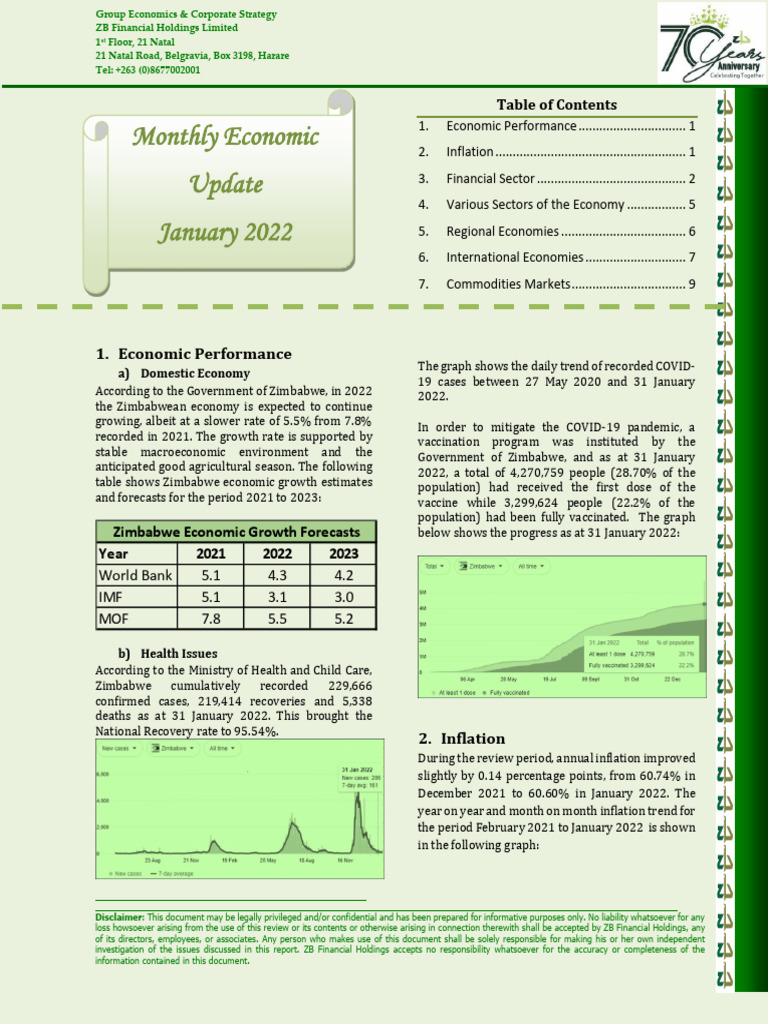 Monthly Economic Update January 2022 | PDF | Inflation | Monetary Policy