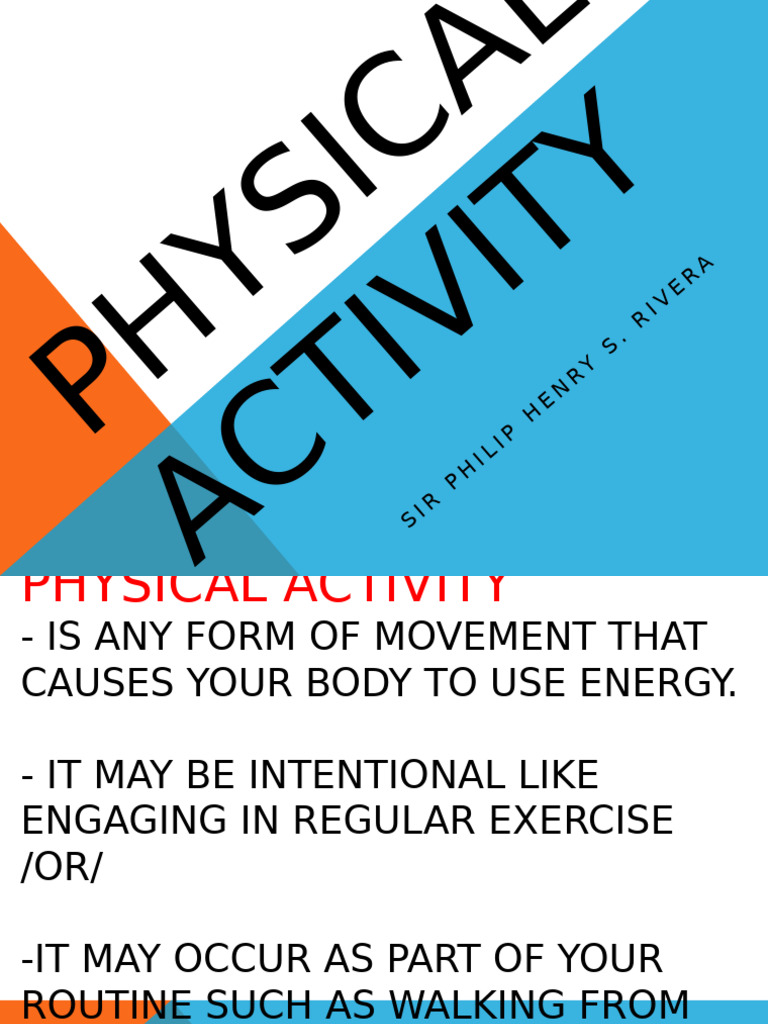 1 Physical Activity | PDF | Aerobic Exercise | Clinical Medicine