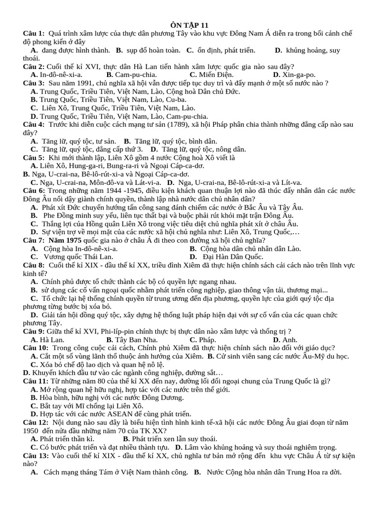 ÔN TẬP 11-HKI | PDF