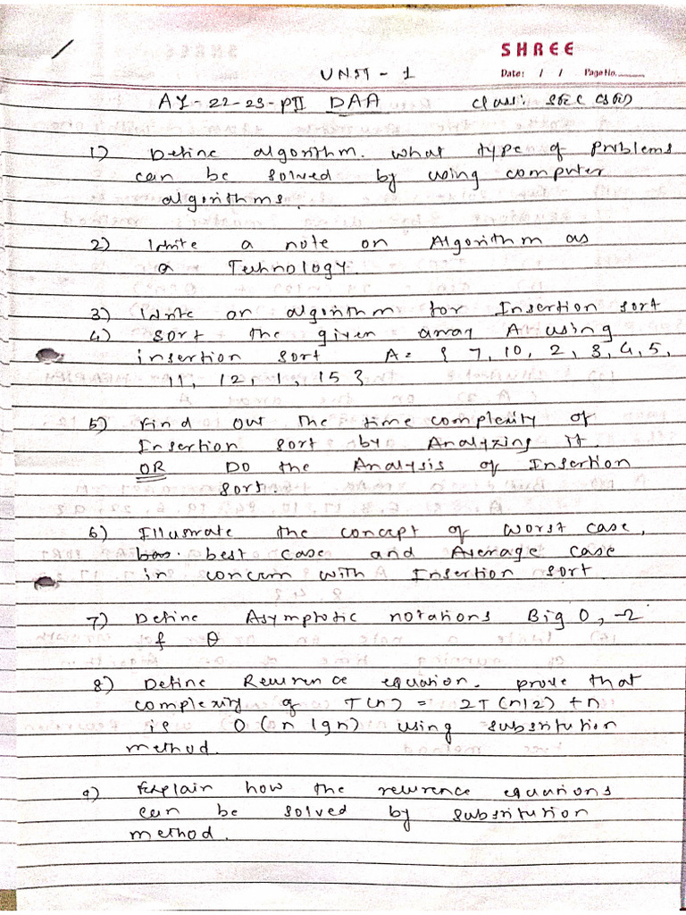 DAA question bank | PDF