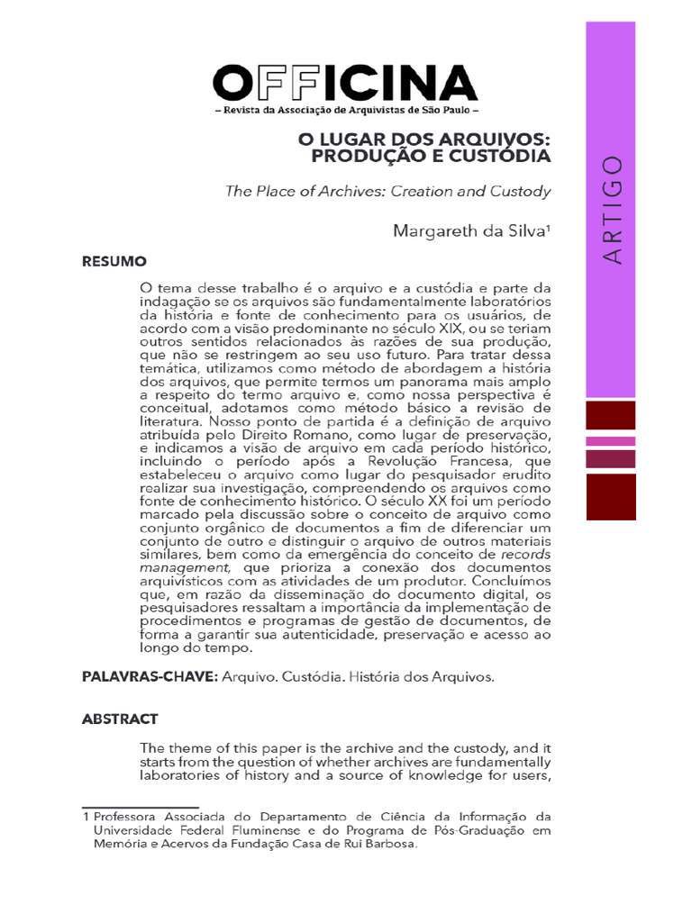 O Lugar Dos Arquivos Revista Officina 2024 | PDF