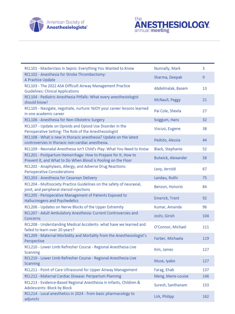 Asa Refresher 2024 | PDF | Sepsis | Anesthesia