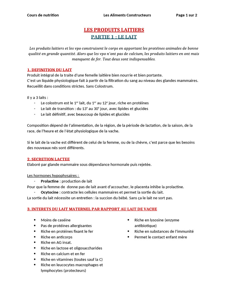 le-lait | PDF | Lait | Lait maternel humain