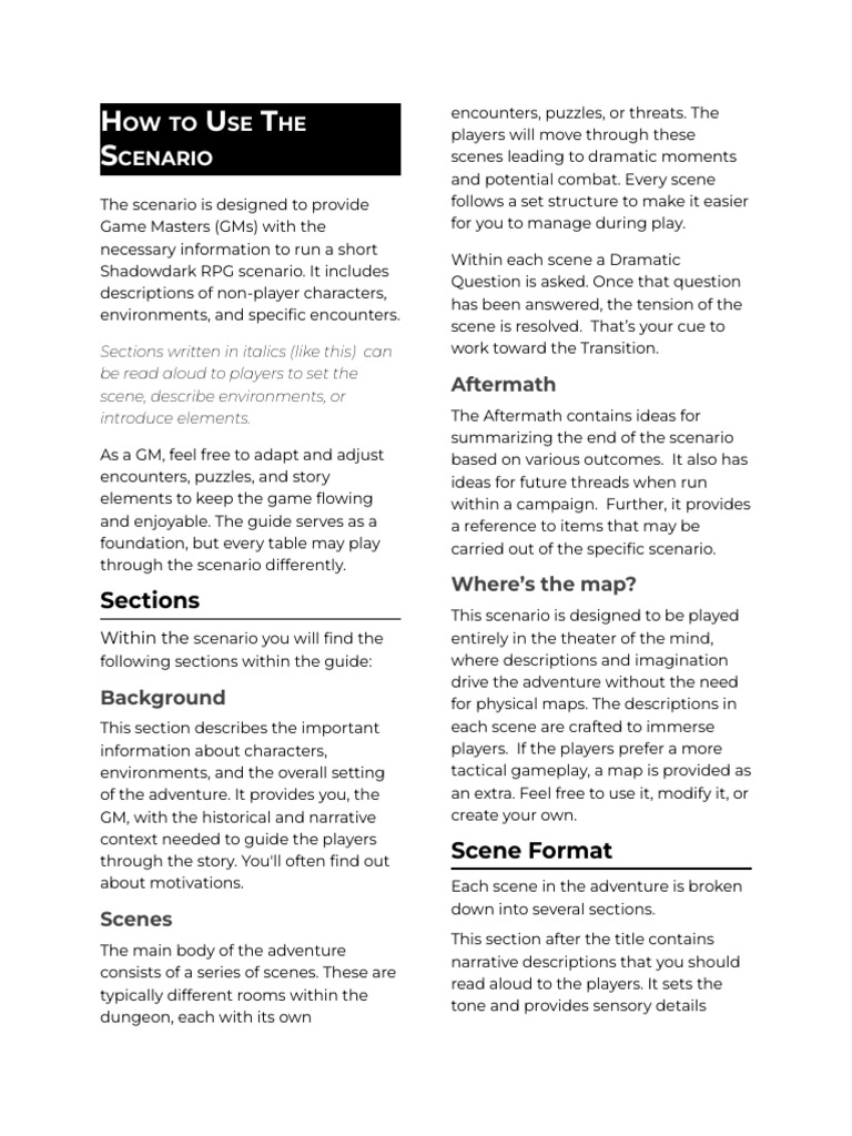 Shadowdark RPG GM Scenario Guide | PDF | Role Playing Games | Role Playing Video Games