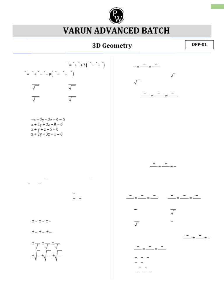 6466e8db8f53b800188e5505 - ## - DPP-01 - Three Dimension - Mathematics - Varun JEE Advance Batch ...