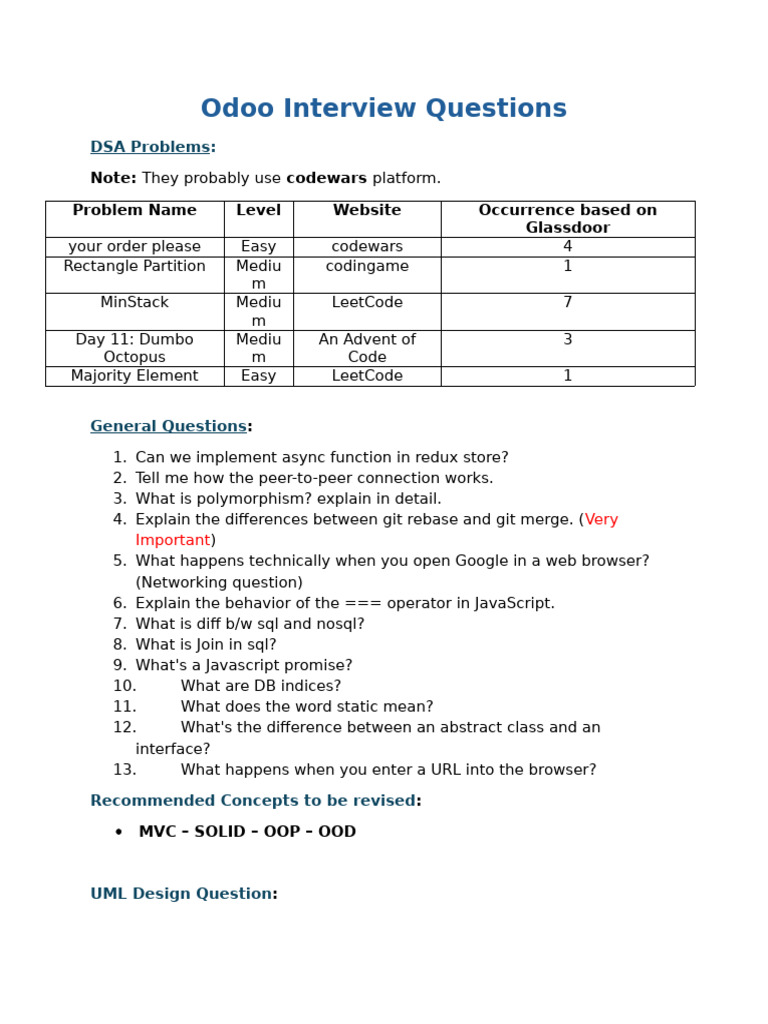 Odoo Interview Questions | PDF