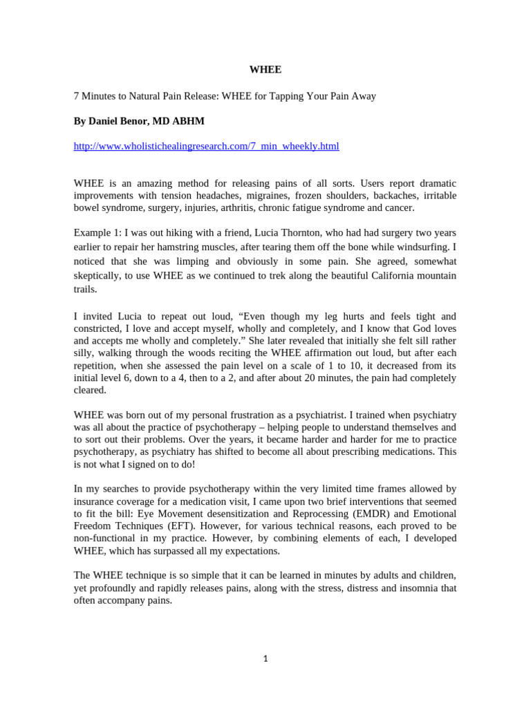 Introduccion A WHEE | PDF | Emotional Freedom Techniques | Eye Movement ...