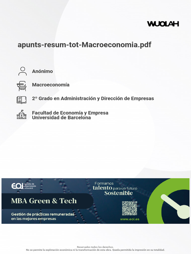 Wuolah Free Apunts Resum Tot Macroeconomia | PDF | Dinero | Interés