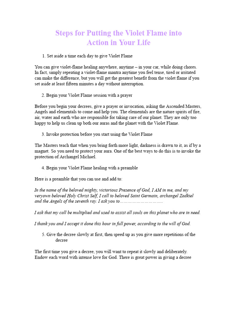 Nine Steps For Putting The Violet Flame | PDF | Religious Belief And Doctrine