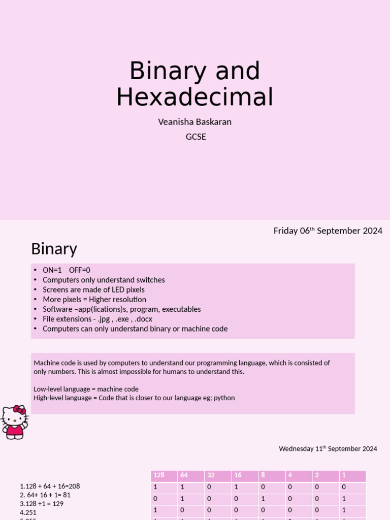 Binary and Hexadecimal | PDF | Decimal | Character Encoding