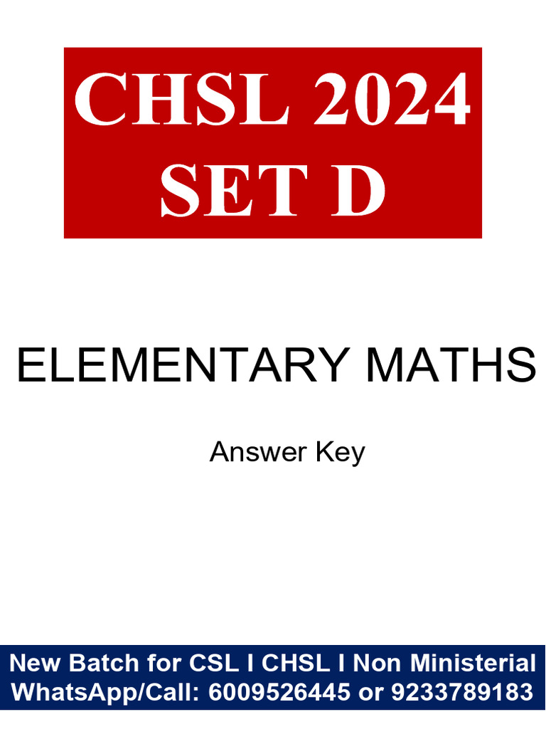 CHSL 2024 Maths Answer Key | PDF