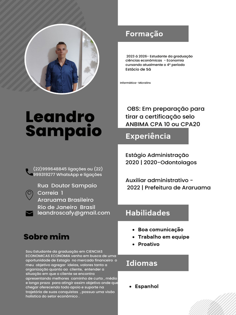 Curriculo Leandro Oportunidade de Estagio | PDF