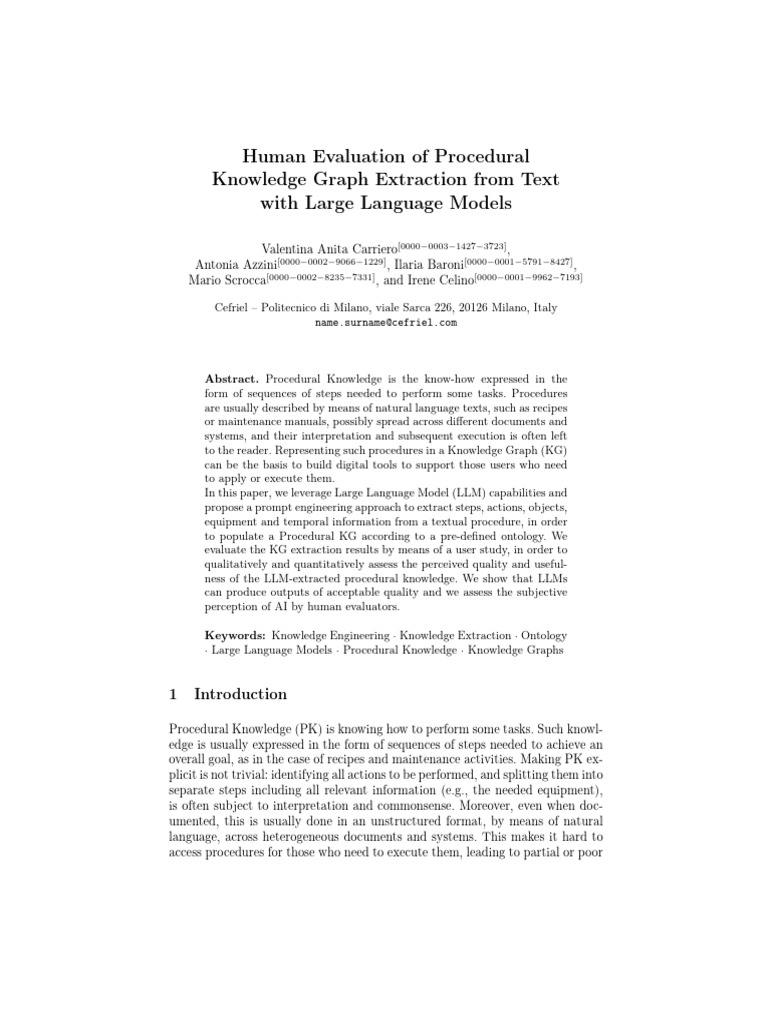 Human Evaluation of Procedural Knowledge Graph Extraction From Text ...
