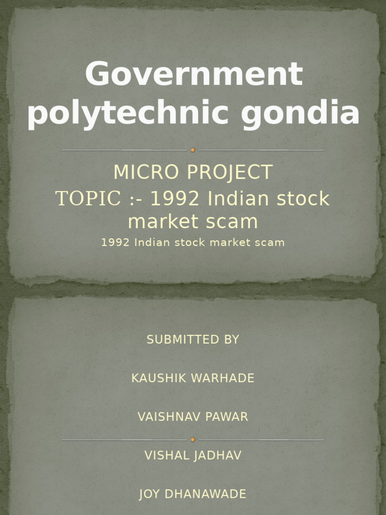 1992 Indian Stock Market Scam | PDF | Stocks | Stock Market