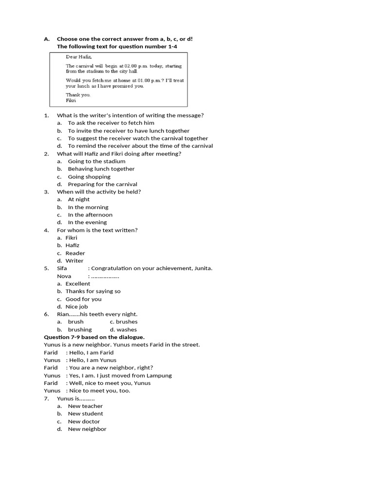 Choose One The Correct Answer From A | PDF