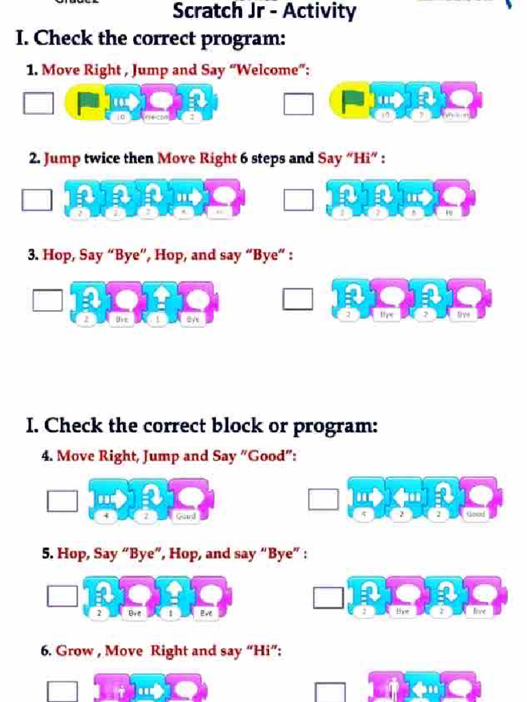 ScratchJr Worksheets - Ic876671 | PDF