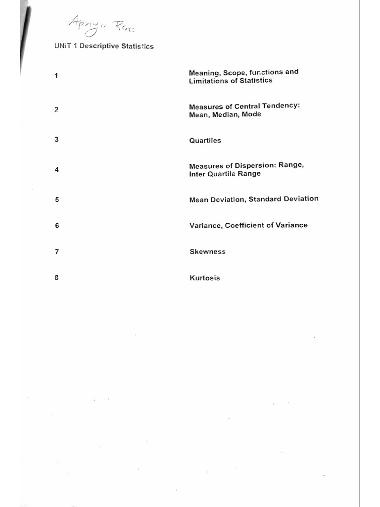 Statistics Unit 1 | PDF