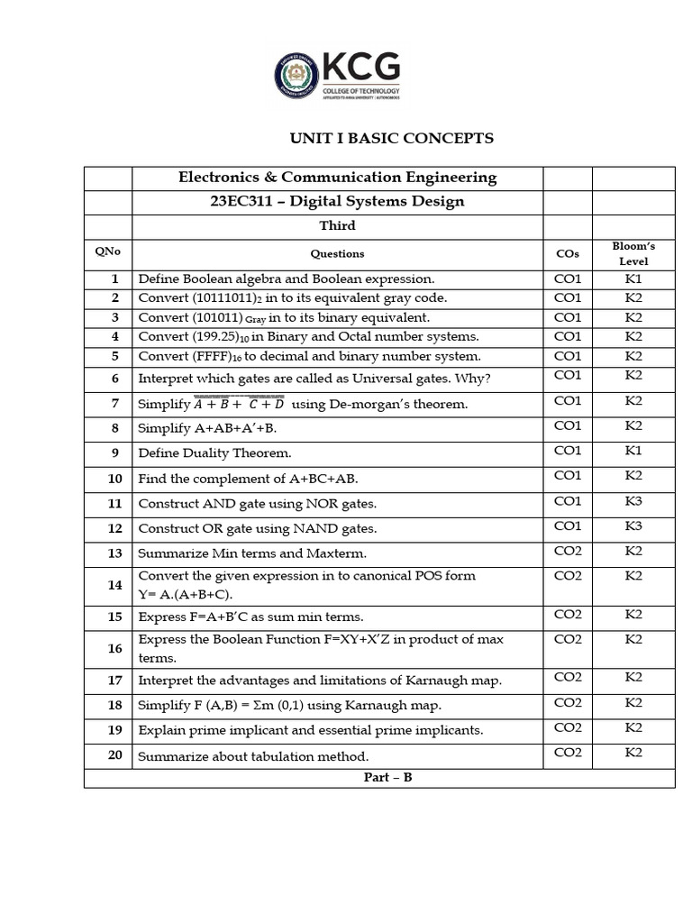 23EC311 DSD QB 160924 | PDF | Logic Gate | Electronic Design
