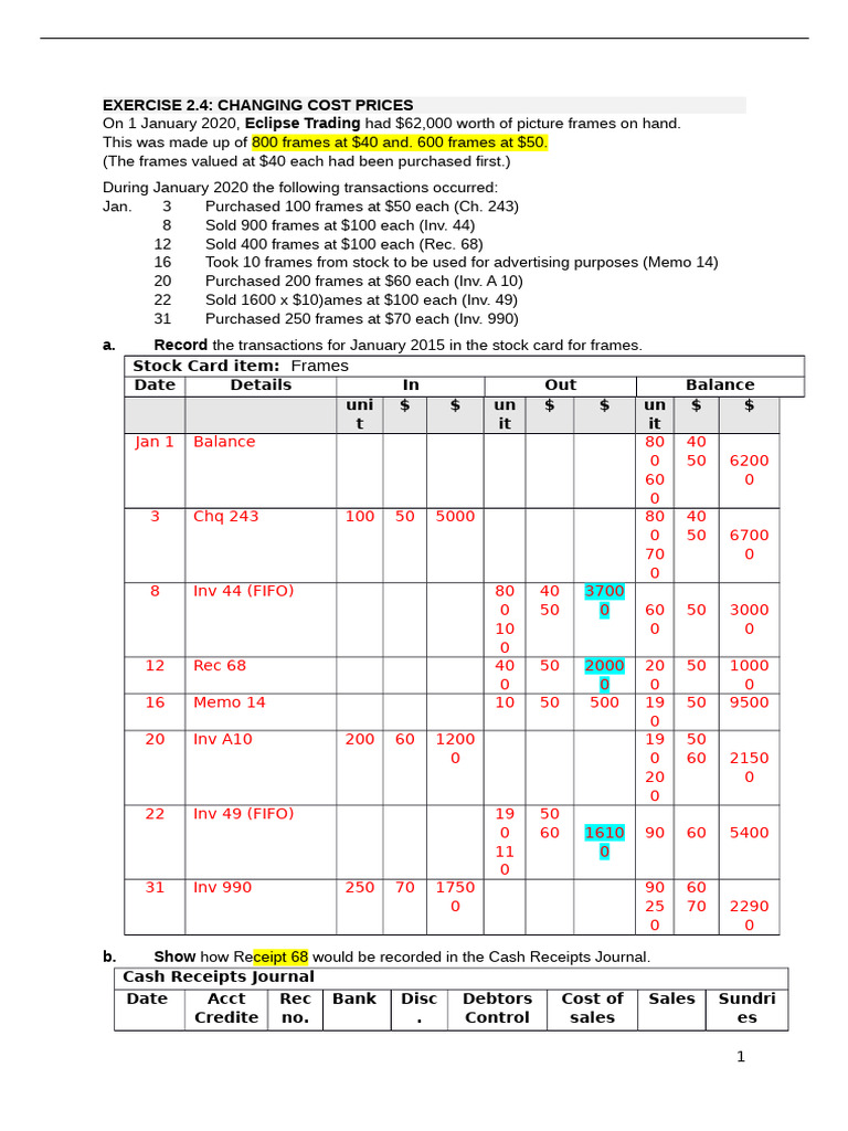 Worksheet_EXERCISES_Q_for_Stock_Cards_Qs__mixture_.docx | PDF | Debits And Credits | Private Sector