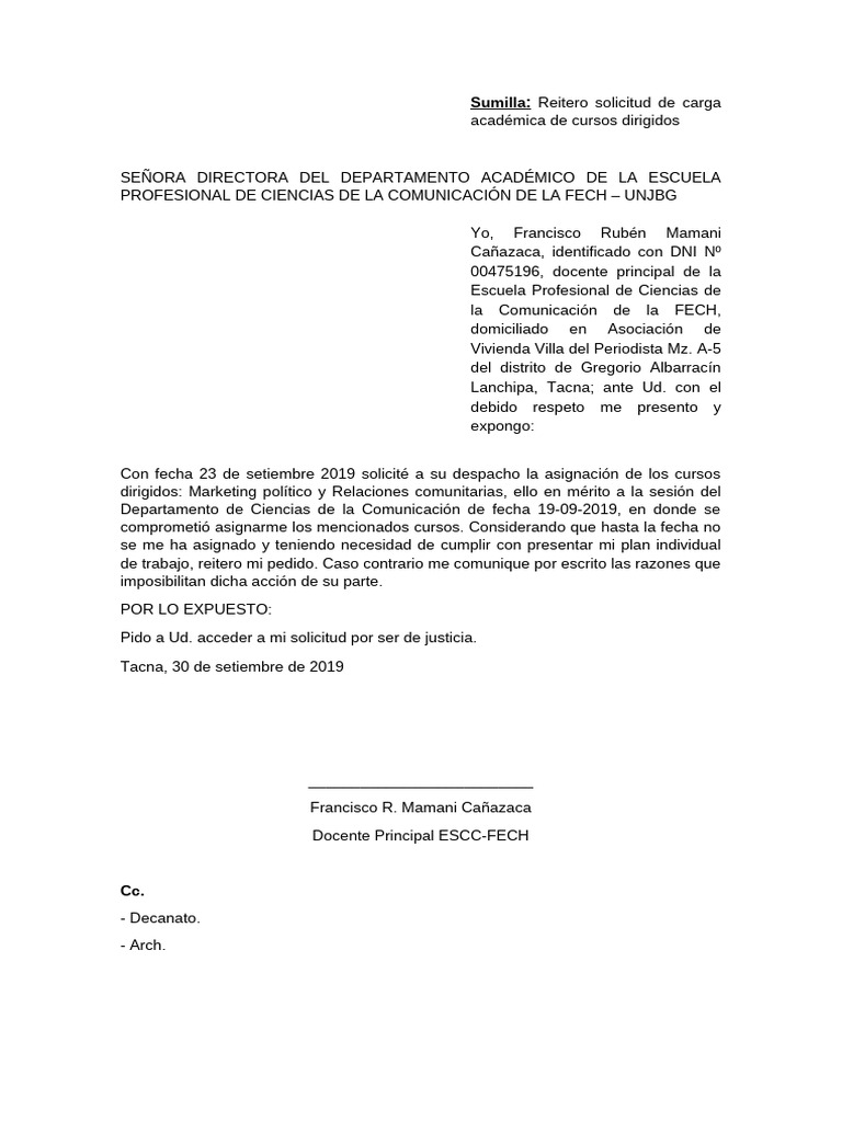 REITERACION DE SOLICITUD | PDF