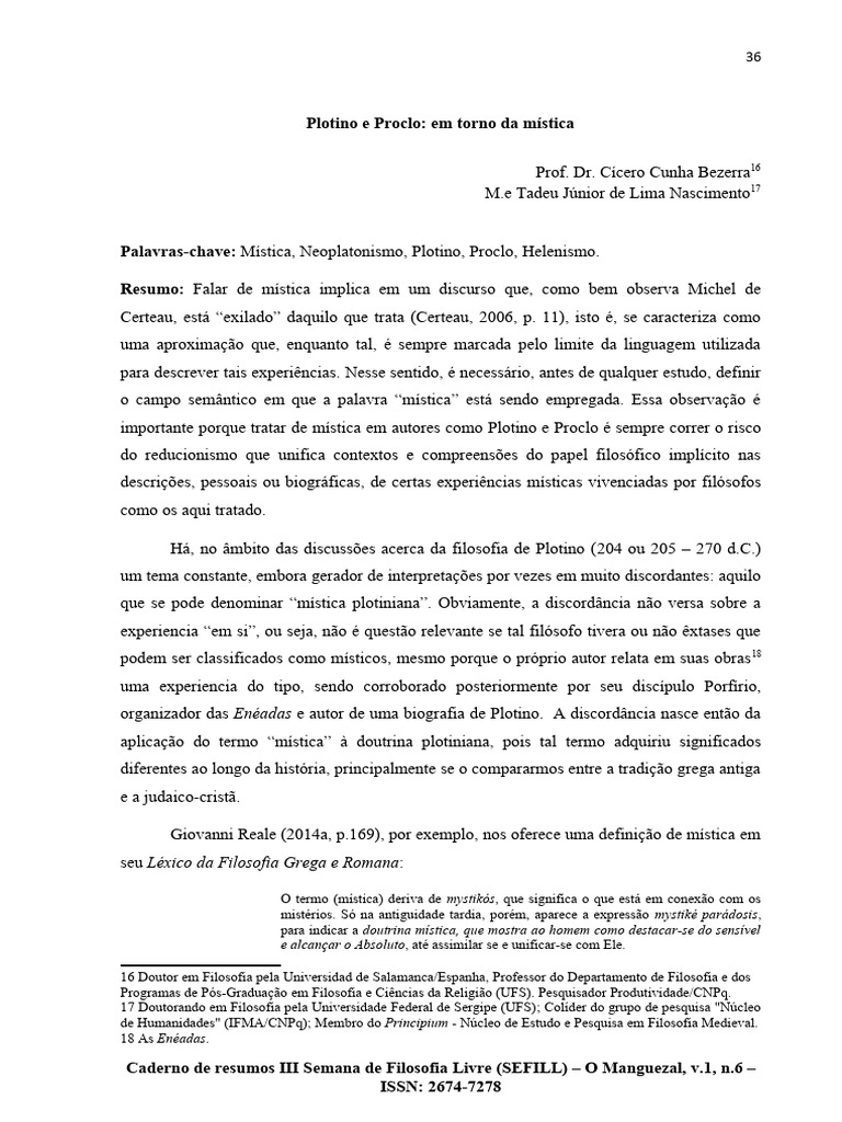 Plotino e Proclo - em Torno Da Mística | PDF | Misticismo | Experiência