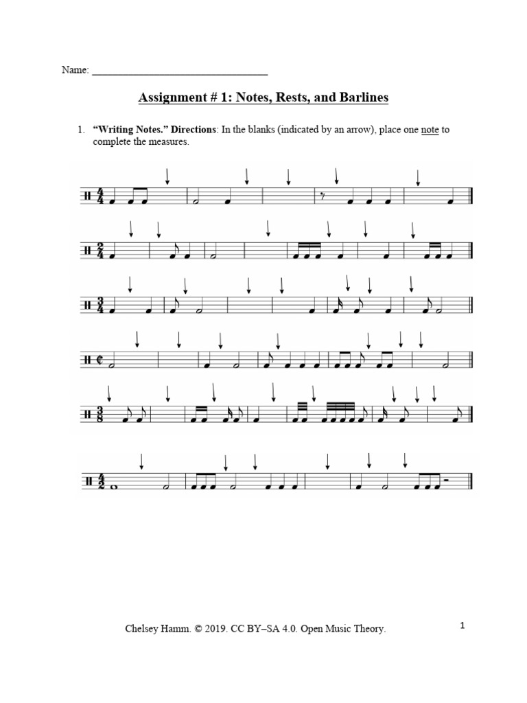 Music Theory Assignment: Notes & Rests | PDF