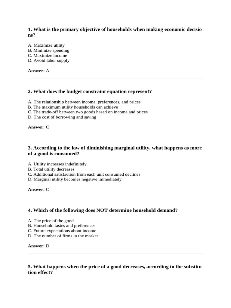 qcm micro economics | PDF | Marginal Cost | Utility