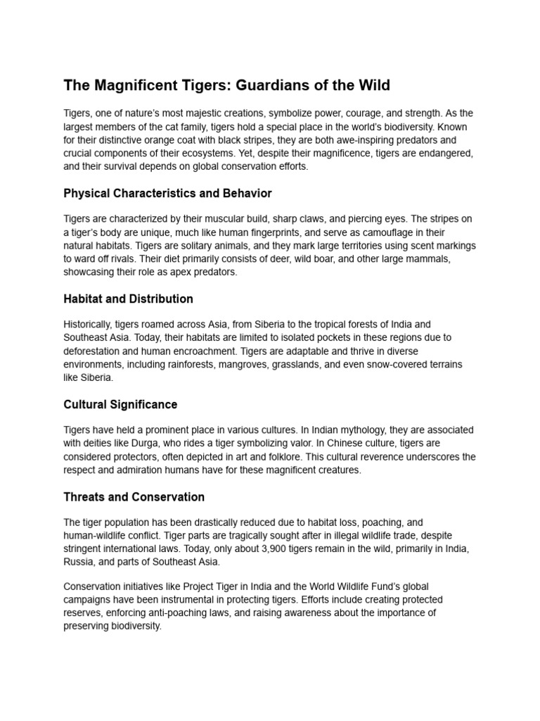 The Magnificent Tigers - Guardians of The Wild | PDF | Tiger ...